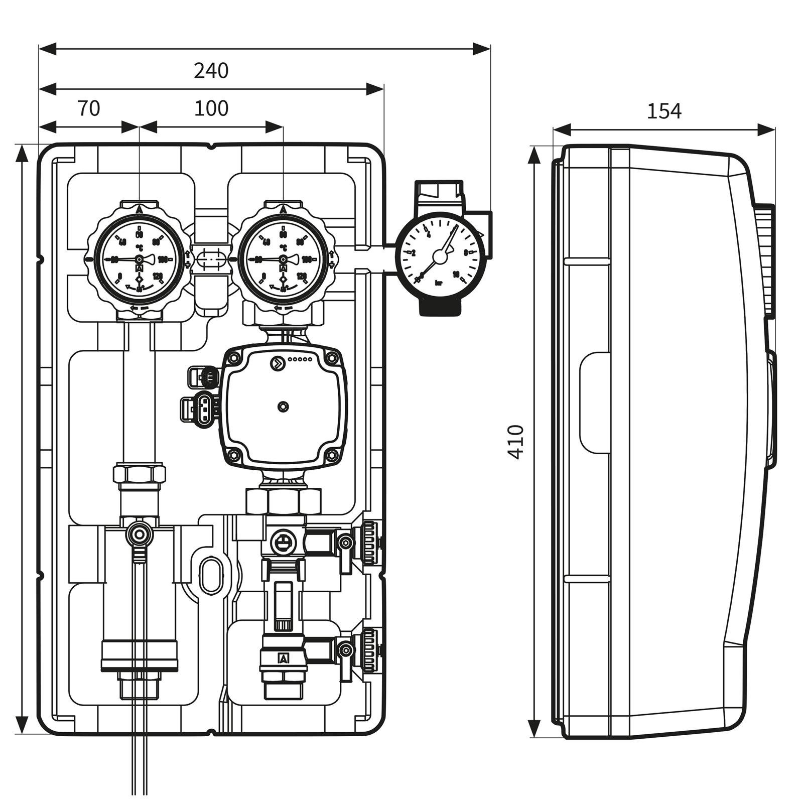 Solarna grupa pompowa PrimoSol 130-4, dwudrogowa, z pompą Grundfos UPM3 ...